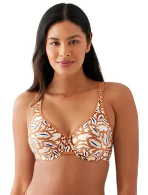 Wacoal Basic Beauty Full Figure Seamless Underwire Bra Bel Air Blue Etched Leaves