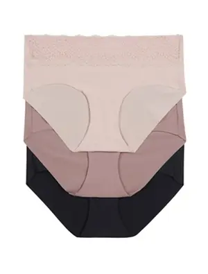 Wacoal B.bare Hipster Panty Pack Au Natural/au Natural/night - Rose Smoke Antler Night