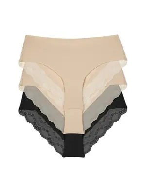 Wacoal B.bare Cheeky Panty Pack Au Natural/au Natural/night - Au Natural Au Natural Night