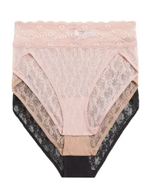 Wacoal Lace Kiss Hi-leg Panty Pack Rose Smoke/au Natural/night - Rose Smoke Au Natural Night