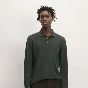 Everlane Long-Sleeve Pique Polo TShirt Scarab