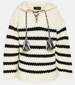 Alanui The Mariner Striped Wool Hoodie - White