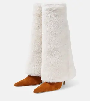 Magda Butrym Shearling And Suede Knee-high Boots
