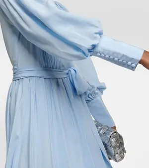 Costarellos Draped Silk Midi Dress