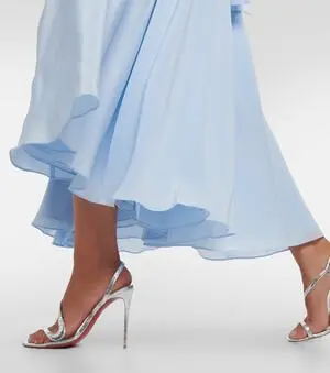 Costarellos Draped Silk Midi Dress