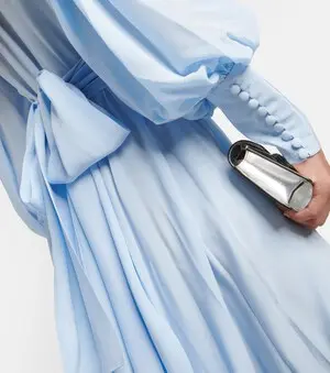 Costarellos Draped Silk Midi Dress