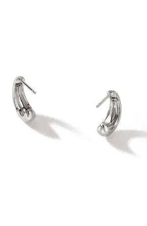 John Hardy Sterling Surf J Hoop Diamond Earrings