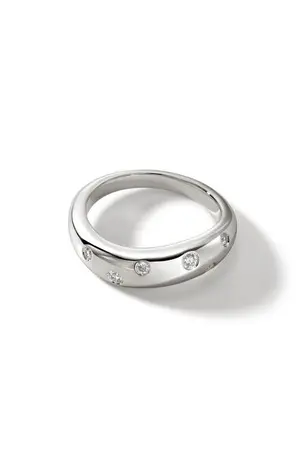 John Hardy Surf Diamond Band Ring - Silver