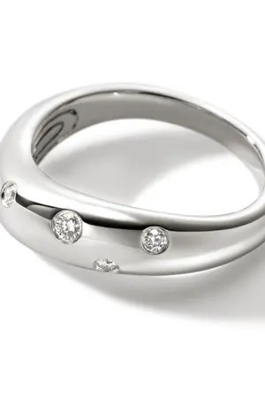 John Hardy Surf Diamond Band Ring - Silver