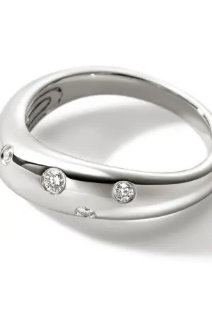 John Hardy Surf Diamond Band Ring - Silver