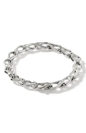 John Hardy Sterling Diamond Chain Bracelet