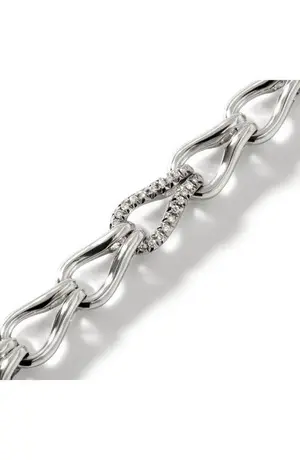 John Hardy Sterling Diamond Chain Bracelet