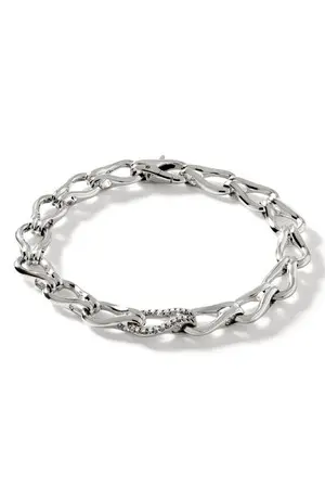 John Hardy Sterling Diamond Chain Bracelet - Silver