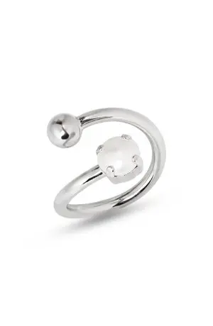 JUSTINE CLENQUET Coco Imitation Pearl Open Ring - Palladium