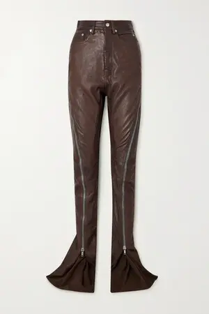Rick Owens Bolan Banana Flared Leather Pants - Brown