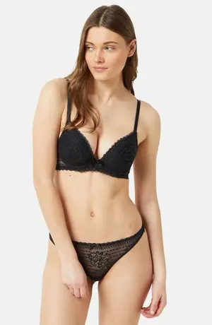 ETAM Panama Underwire Plunge Push-up Bra - Black