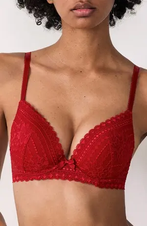 ETAM Panama Underwire Plunge Push-up Bra Cardinal