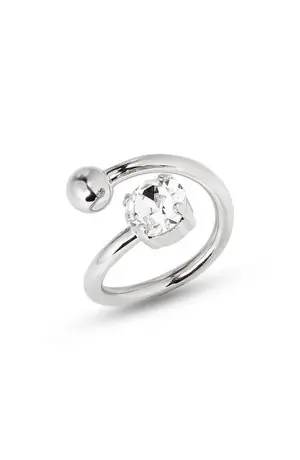 JUSTINE CLENQUET Maisie Crystal Open Ring - Palladium