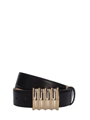 Khaite 4cm Julius Leather Belt - Black