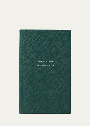 Smythson Turn Over A New Leaf Cross-Grain Leather Journal - Forrest Green