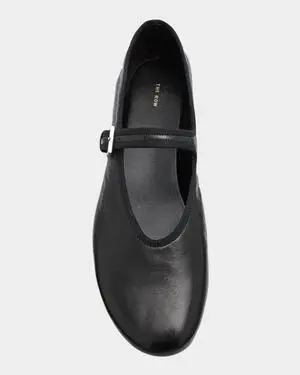 THE ROW Boheme Leather Ballerina Flats - Black