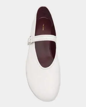 THE ROW Boheme Leather Ballerina Flats - Wht White