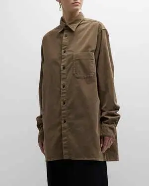 THE ROW Idro Corduroy Shirt Camel