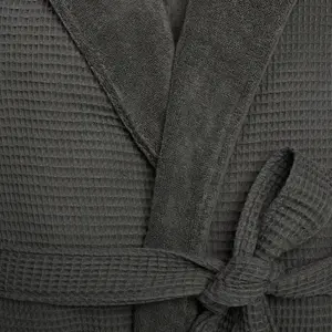 HUDSON PARK COLLECTION Turkish Waffle Bath Robe Exclusive - Charcoal