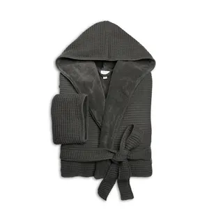 HUDSON PARK COLLECTION Turkish Waffle Bath Robe Exclusive - Charcoal