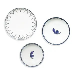 Twig New York H. Bird Assorted Canape Dishes, Set Of 3 - Blue