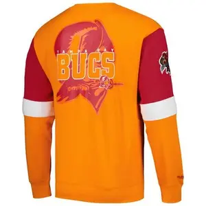 Mitchell & Ness Tampa Bay Buccaneers Gridiron Classics Allover 3.0 Pullover Sweatshirt - Orange