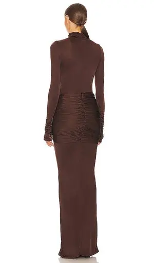 Helsa Slinky Jersey Sarong Maxi Dress - Chocolate Brown | Editorialist