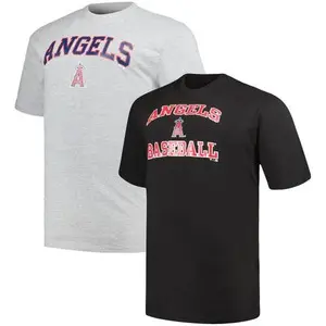 Profile Heather Gray Los Angeles Angels Big & Tall T-shirt Combo Pack - Black