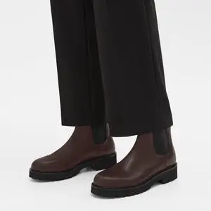 Theory Lug Chelsea Booties In Leather - Dark Brown