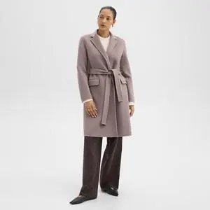 Theory Wrap Coat In Double-face Wool-cashmere - Cinder Melange