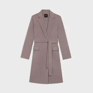 Theory Wrap Coat In Double-face Wool-cashmere - Cinder Melange