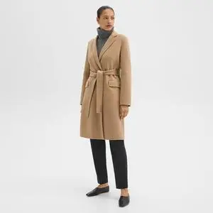 Theory Wrap Coat In Double-face Wool-cashmere - New Camel