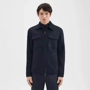 Theory Shirt Jacket In Double-Face Wool-Cashmere Baltic