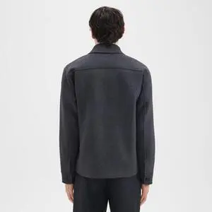 Theory Shirt Jacket In Double-face Wool-cashmere - Dark Charcoal Melange