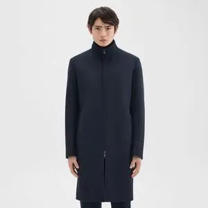 Theory Stand Collar Recycled Wool-blend Melton Coat - Baltic