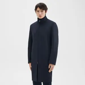 Theory Stand Collar Recycled Wool-blend Melton Coat - Baltic