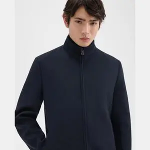 Theory Stand Collar Recycled Wool-blend Melton Coat - Baltic