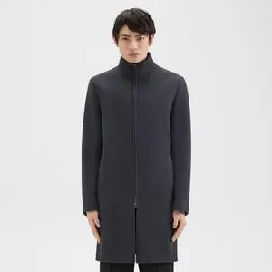 Theory Stand Collar Recycled Wool-Blend Melton Coat Pestle Melange
