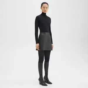 Theory A-line Mini Skirt In Leather