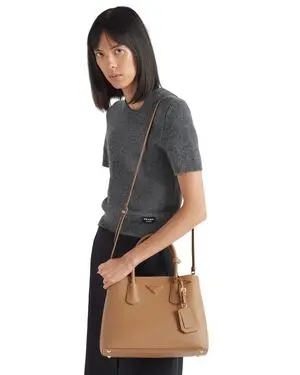 Prada Double Medium Saffiano Leather Bag - Brown