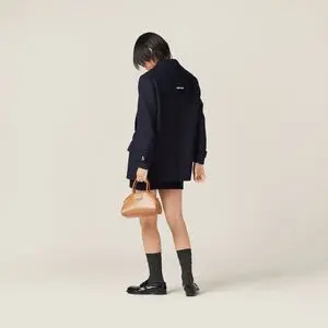 Miu Miu Cloth Pea Coat - Navy | Editorialist