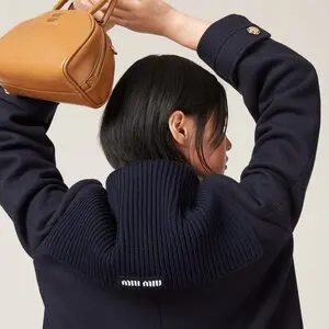 Miu Miu Cloth Pea Coat - Navy | Editorialist