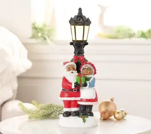 VALERIE PARR HILL As Is Santa And Mrs.claus With Illuminated Lamp Post - One-color