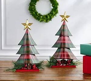 VALERIE PARR HILL As Is Set Of 2 Patterned Metal Trees Valerie - One-color