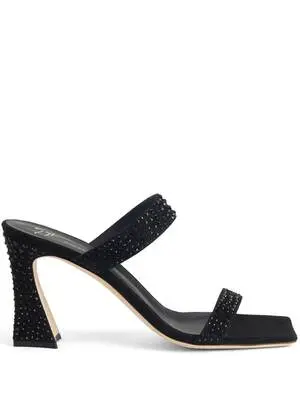 GIUSEPPE ZANOTTI 85mm Flaminia Velvet Sandals - Black